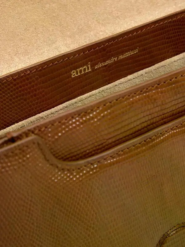 AMI Paris Lizard Embossed Cowhide Leather Paris Paris Bag