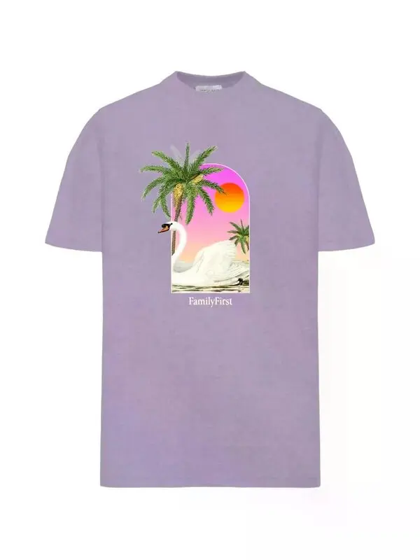 FAMILY FIRST Swan-print T-shirt - Purple