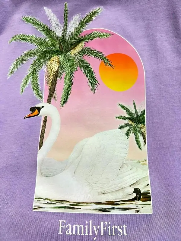 FAMILY FIRST Swan-print T-shirt