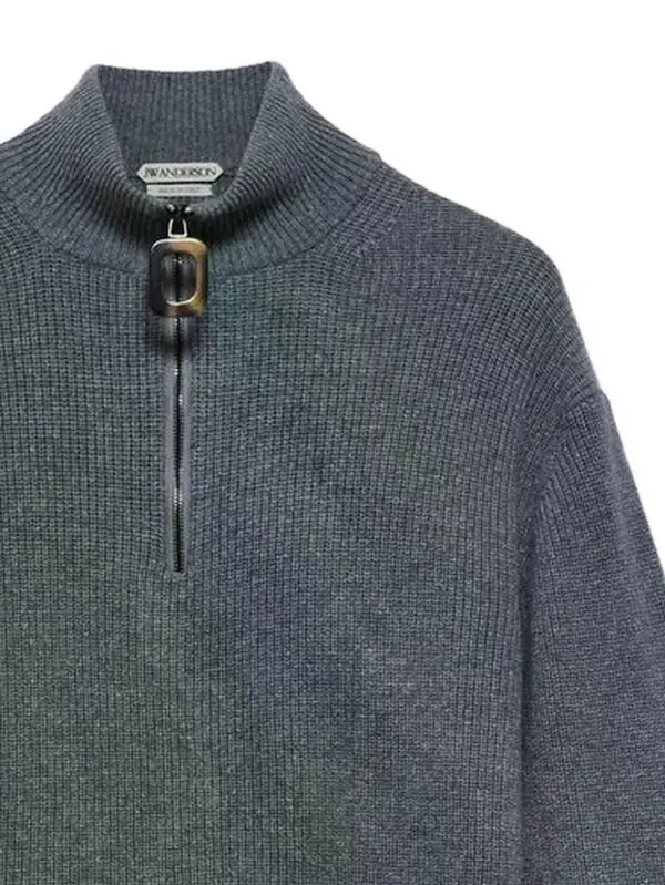 JW Anderson Ribbed Knit Half-zip Sweater - Grey