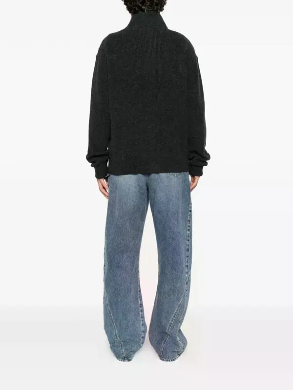 JW Anderson Ribbed Knit Half-zip Sweater - Grey