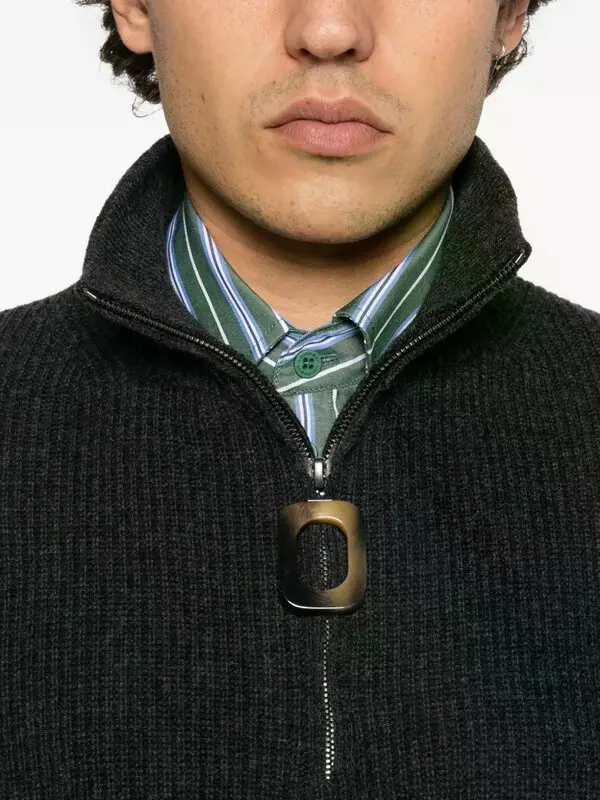 JW Anderson Ribbed Knit Half-zip Sweater - Grey