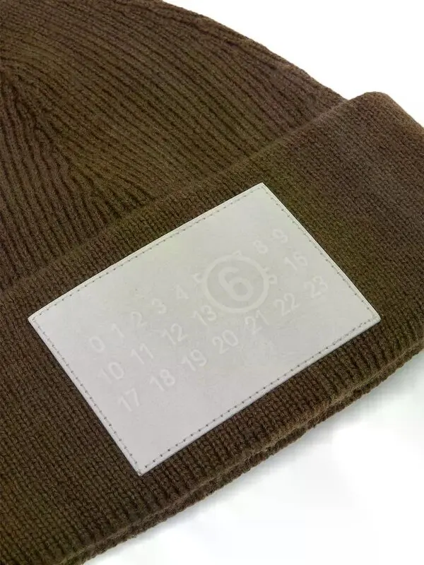 MAISON MARGIELA Logo-patch Ribbed-knit Beanie Hat - Green