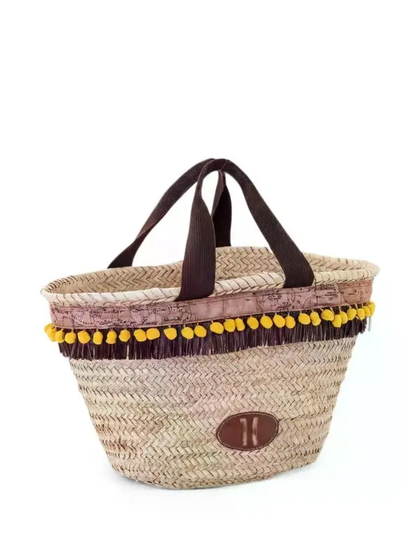ALVIERO MARTINI 1° CLASSE Pom-pom Fringed Shoulder Bag - Neutrals