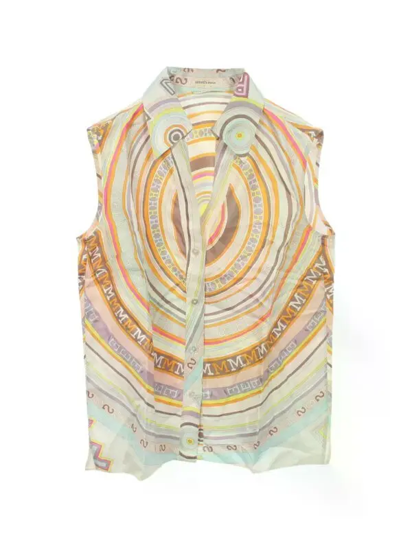 Hermès Silk Sleeveless Graphic Print Blouse