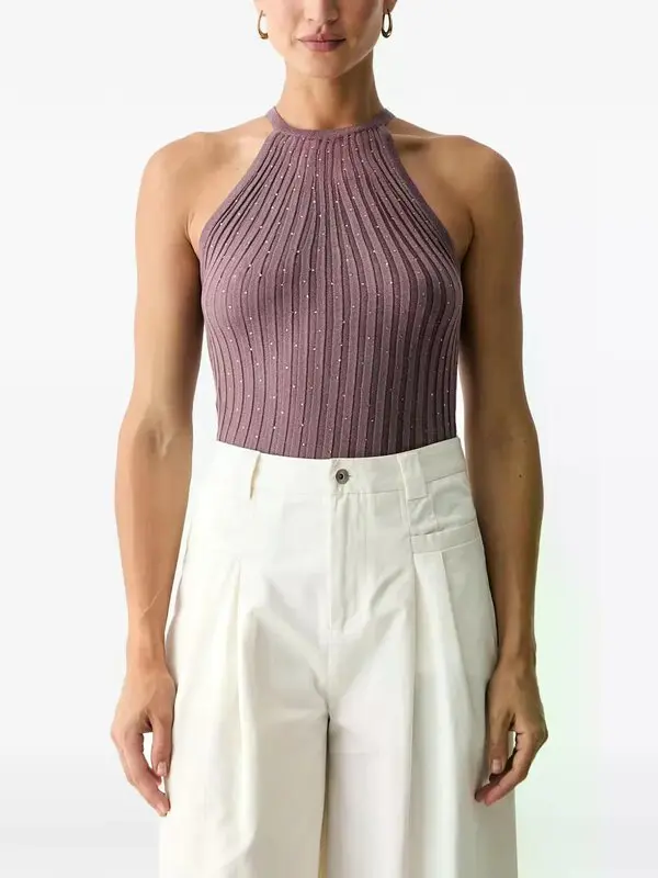 Guess Rhinestone-embellished Ribbed Top