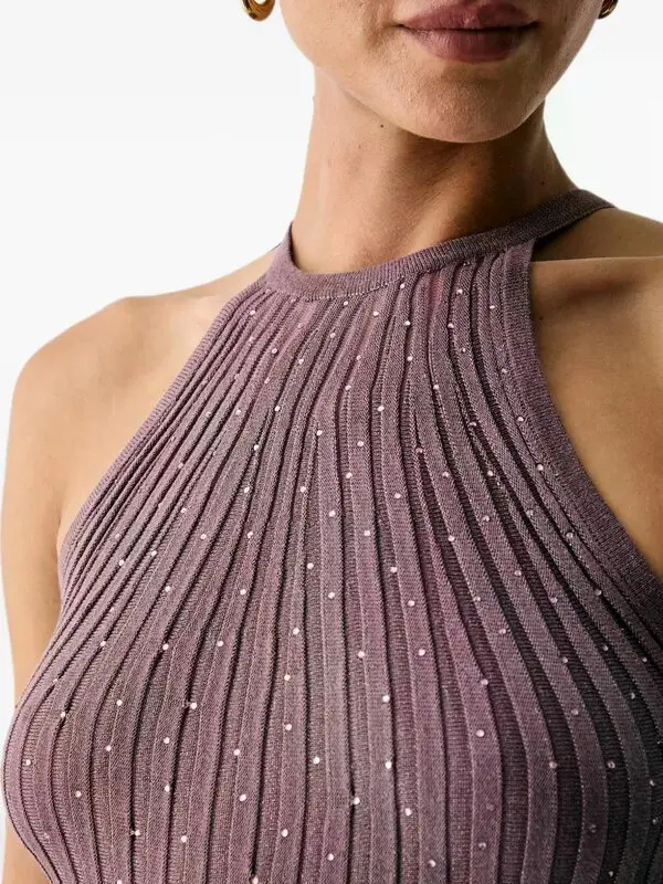 Guess Rhinestone-embellished Ribbed Top