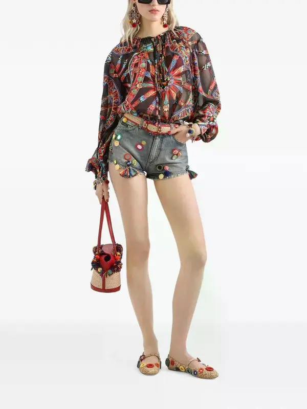 Dolce & Gabbana Carretto-print Devoré Twill Top