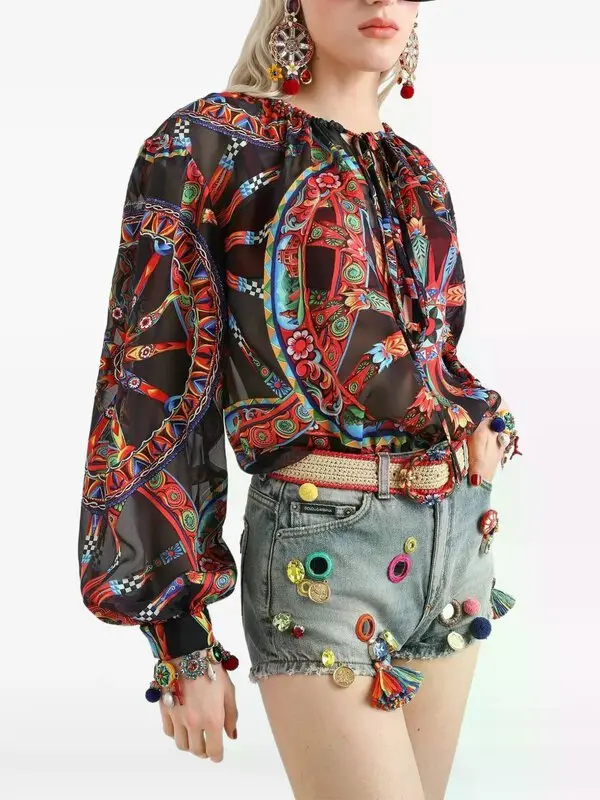 Dolce & Gabbana Carretto-print Devoré Twill Top