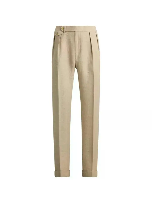 Ralph Lauren Purple Label Gregory Double-pleated Herringbone Trousers - Neutrals
