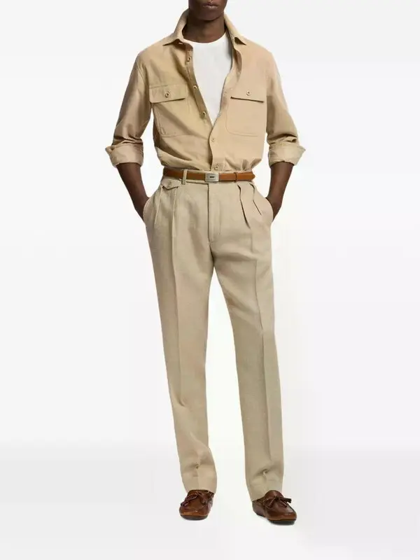 Ralph Lauren Purple Label Gregory Double-pleated Herringbone Trousers