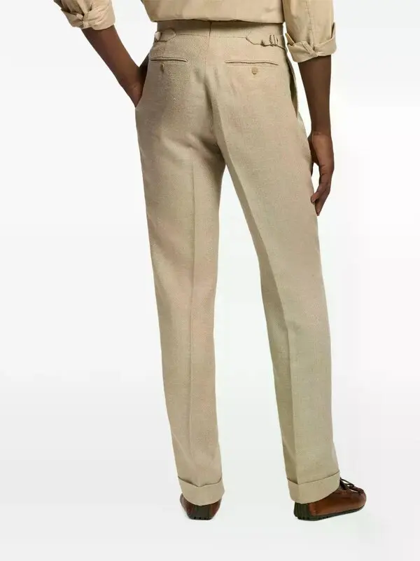 Ralph Lauren Purple Label Gregory Double-pleated Herringbone Trousers