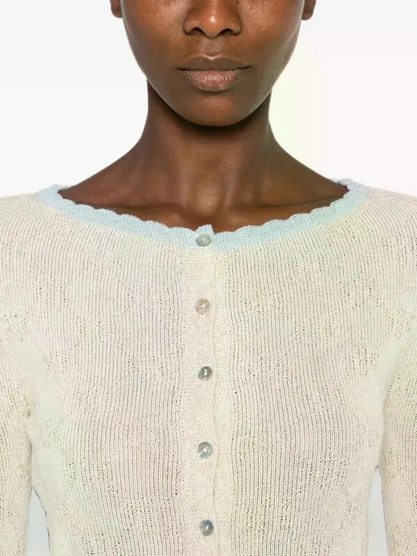 ASTA RESORT Franca Scallop-edge Cardigan - Neutrals