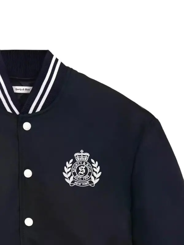 SPORTY & RICH Cres-detail Bomber Jacket - Blue