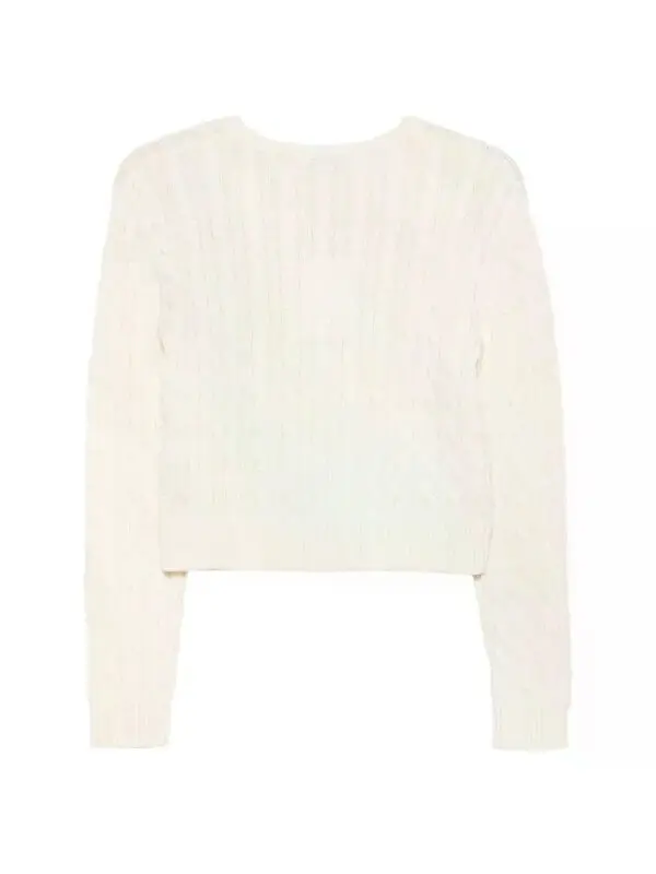 SPORTY & RICH Cable Knit Embroidered Logo Sweater