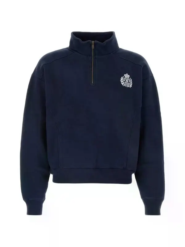 SPORTY & RICH Ny Crest Embroidered Sweater - Blue