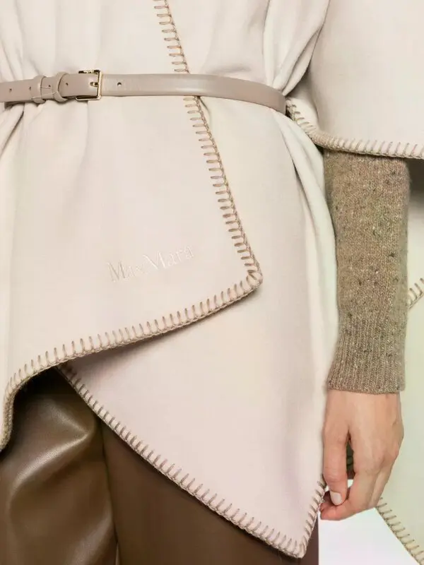 Max Mara Colomba Belted Wool Poncho - Neutrals