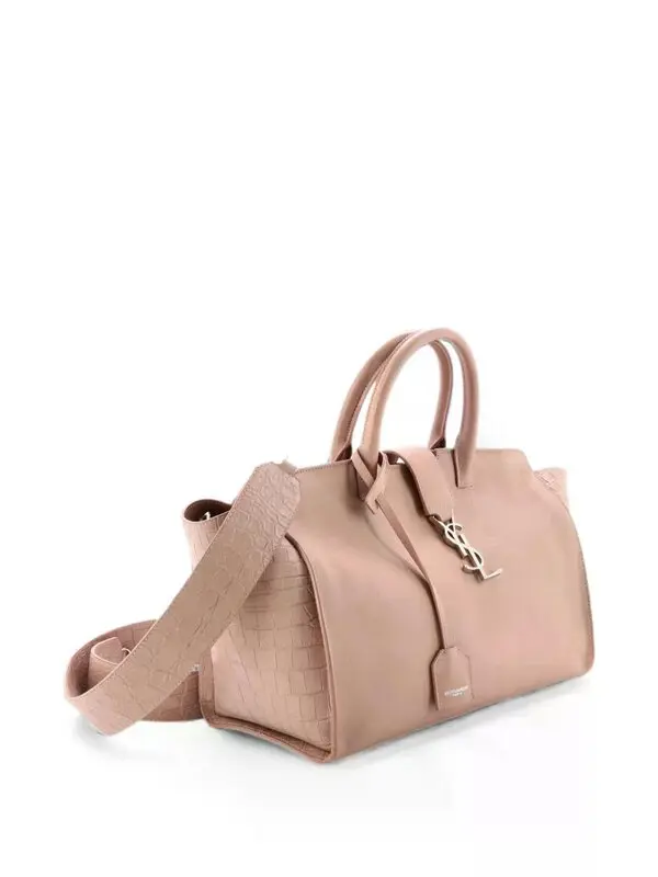 Saint Laurent Monogram Cabas Crocodile Embossed Leather Small Satchel