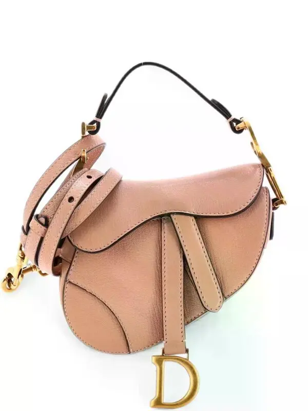 Dior Saddle Handbag With Strap Leather Micro Shoulder Bag - Neutrals