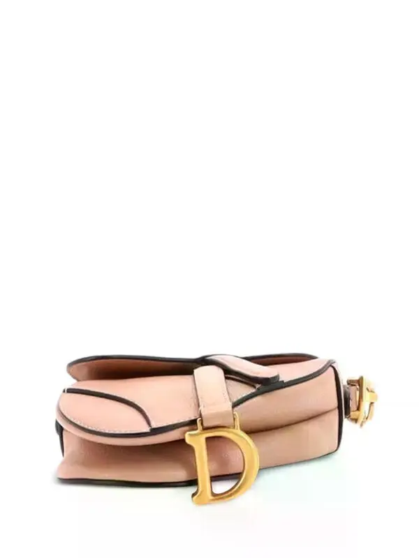 Dior Saddle Handbag With Strap Leather Micro Shoulder Bag - Neutrals