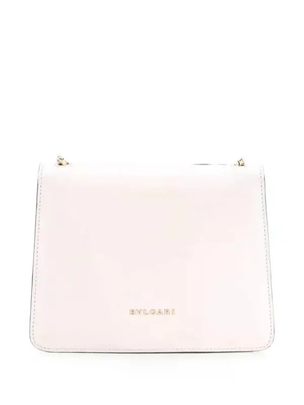 BVLGARI Serpenti Forever Shoulder Bag Embellished Leather Small Crossbody Bag - White