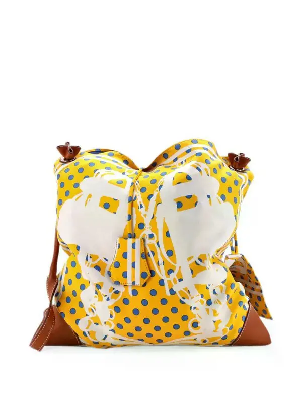Hermès Silky City Bag Printed Silk And Leather Pm Crossbody Bag - Blue