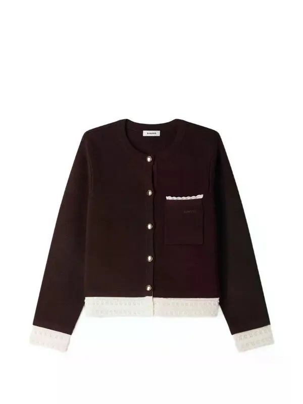 Sandro Embroidered-trim Patch-pocket Cardigan