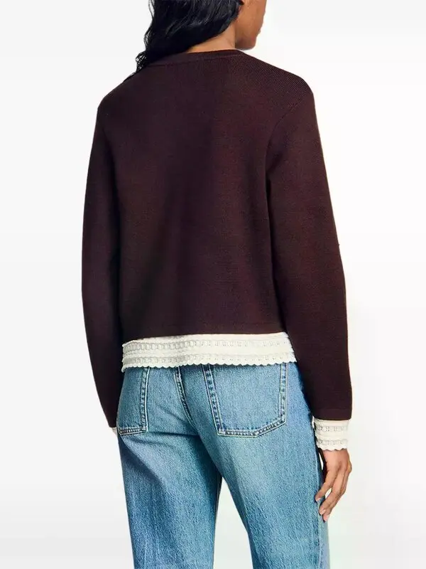 Sandro Embroidered-trim Patch-pocket Cardigan