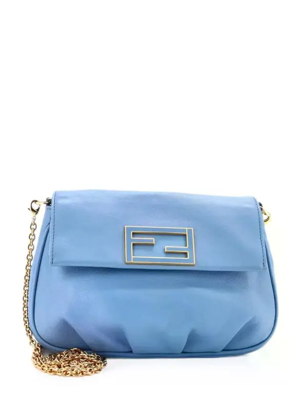 Fendi Fendista Pochette Leather Crossbody Bag - Blue