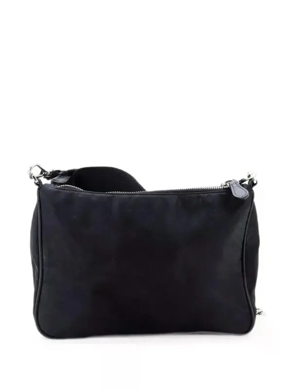 Prada Double Pouch Convertible T Tecido Small Crossbody Bag - Black