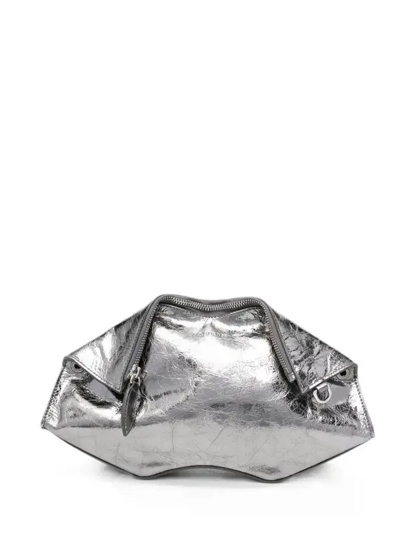 Alexander McQueen Manta Metallic-leather Clutch Bag - Silver