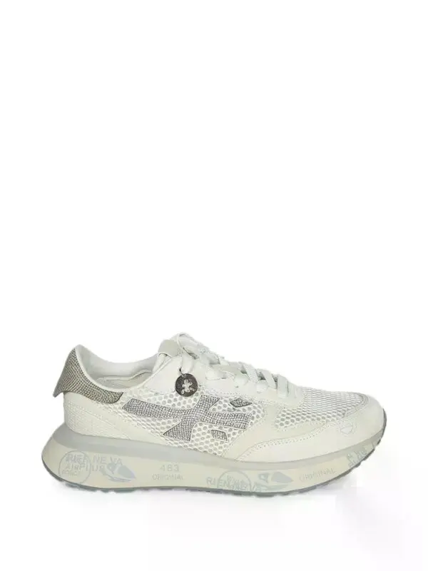 Premiata Mesh-panelled Crystal-embellished Sneakers - Neutrals