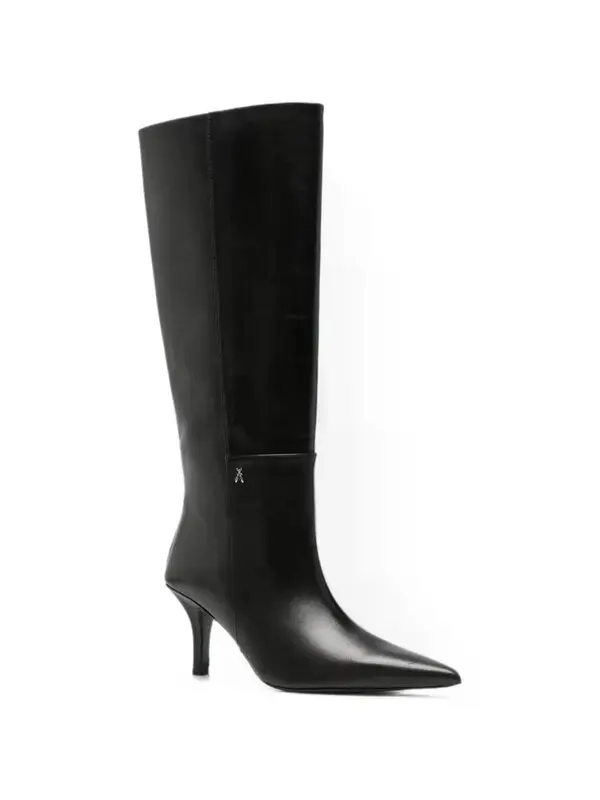 Patrizia Pepe Knee High Pointed Toe Leather Boots