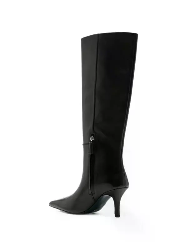 Patrizia Pepe Knee High Pointed Toe Leather Boots