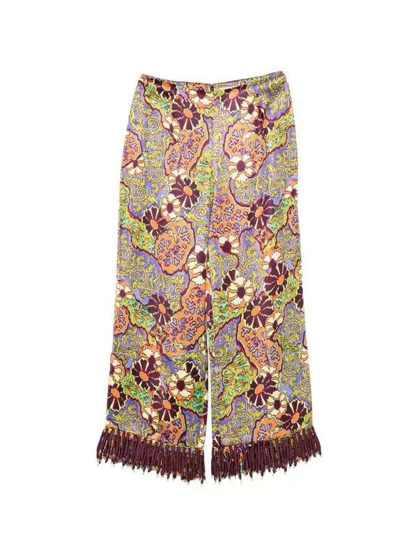 ALEMAIS Joanna Fringe-trim Trousers - Purple