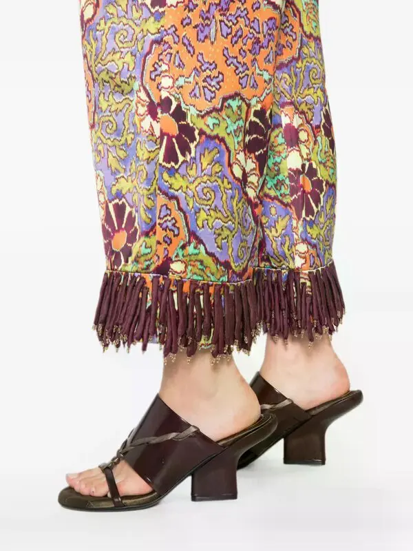 ALEMAIS Aleles Joanna Floral Print Trousers With Fringe Detail - Purple