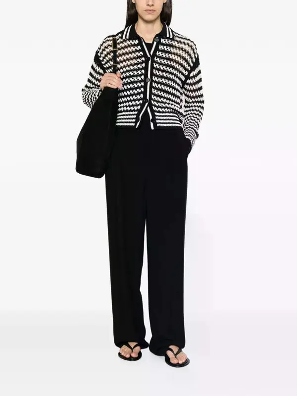 Max Mara Pinstripe-pattern Crochet-knit Cardigan - Black