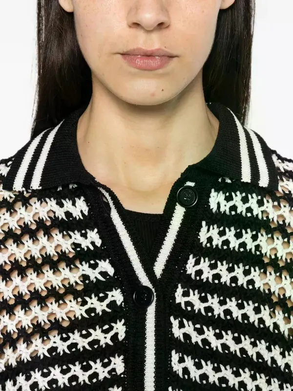 Max Mara Cotton Crochet Knit Cardigan - Black