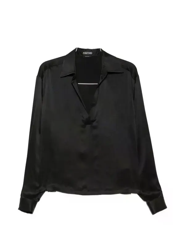 TOM FORD Silk-satin Polo Shirt - Black