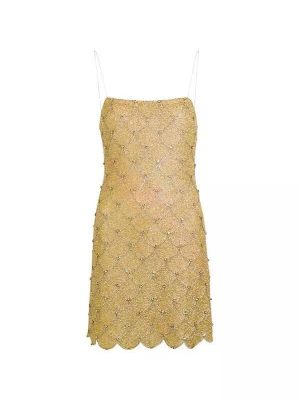 Alice + Olivia Nina Bead-embellished Scalloped Mini Dress - Gold
