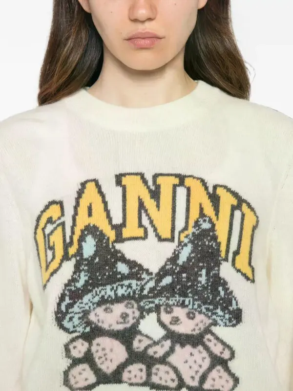 GANNI Intarsia-knit Pullover