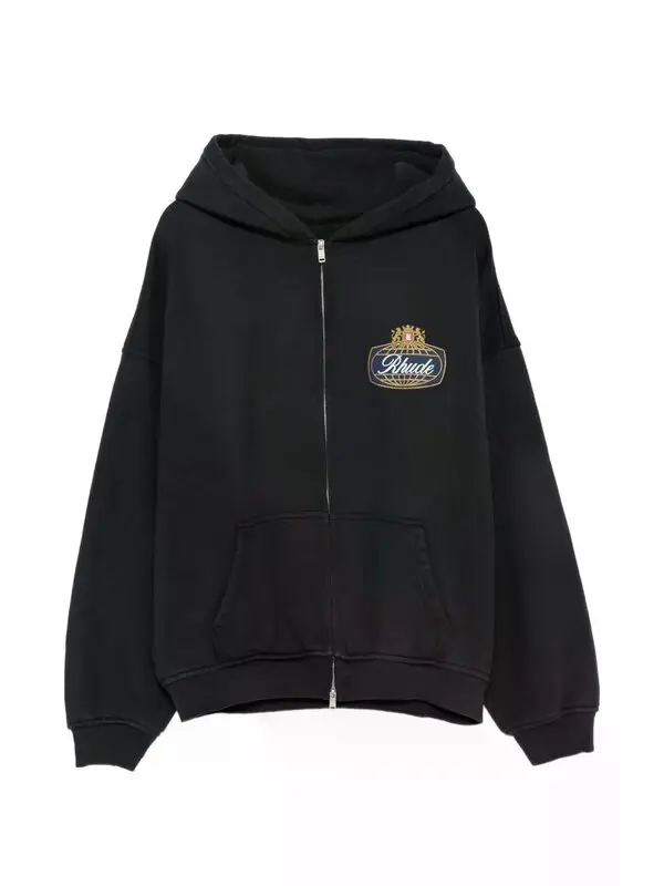 Rhude Logo Zip-up Hoodie - Black