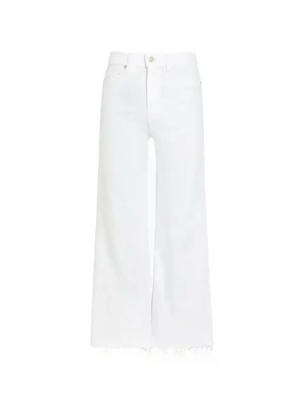 FRAME Le Slim Palazzo Raw-edge Frayed Wide-legjeans - White