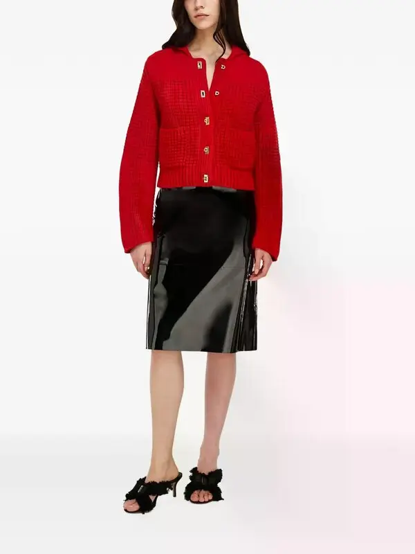 FERRAGAMO Wool Cashmere Cardigan With Gancini Buttons - Red