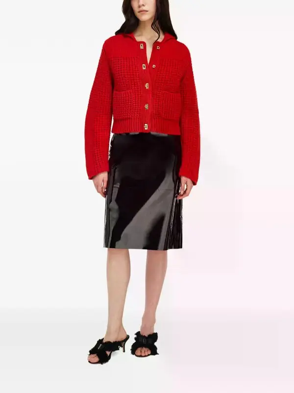 FERRAGAMO Wool Cashmere Cardigan With Gancini Buttons - Red