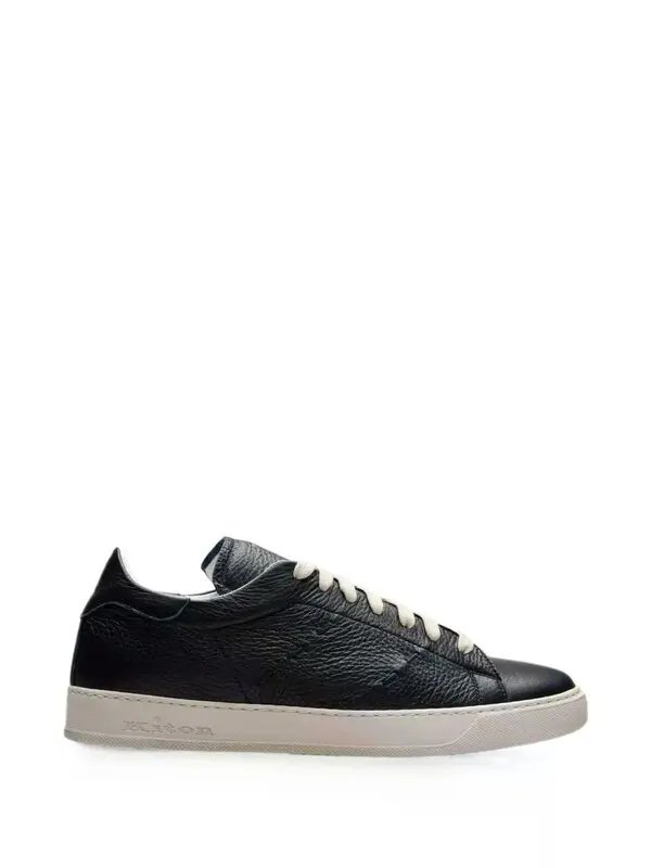 Kiton Cross-stitch Leather Sneakers