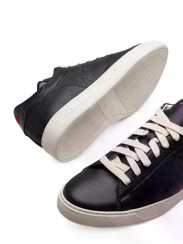 Kiton Cross-stitch Leather Sneakers