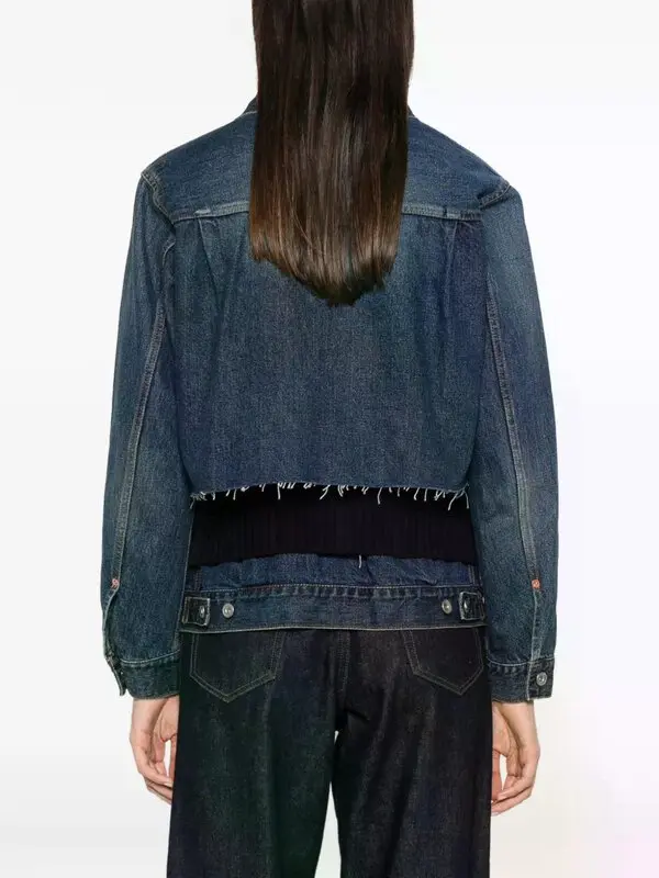 Sacai Raw-cut Knit-panelled Denim Jacket