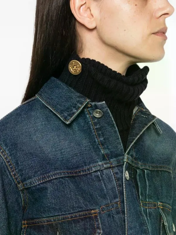 Sacai Raw-cut Knit-panelled Denim Jacket
