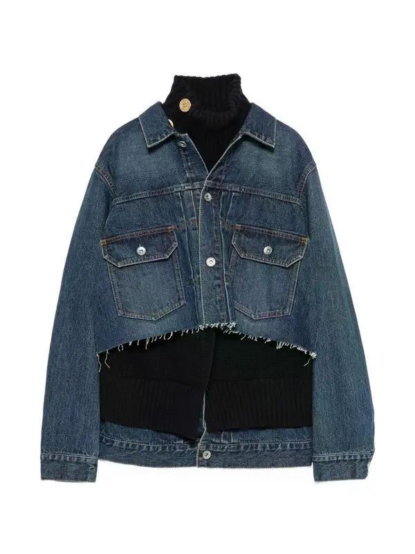 Sacai Panelled Denim Jacket - Blue